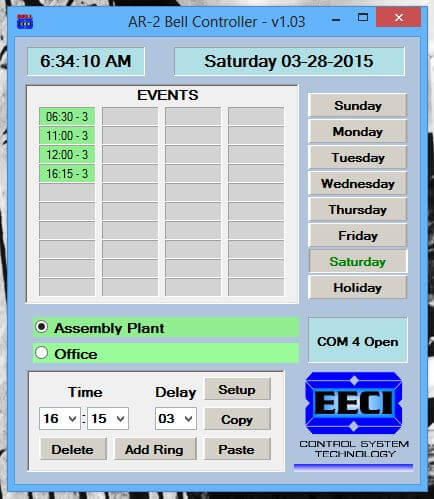 USB School Bell/Shift Change Control Software - Low Cost